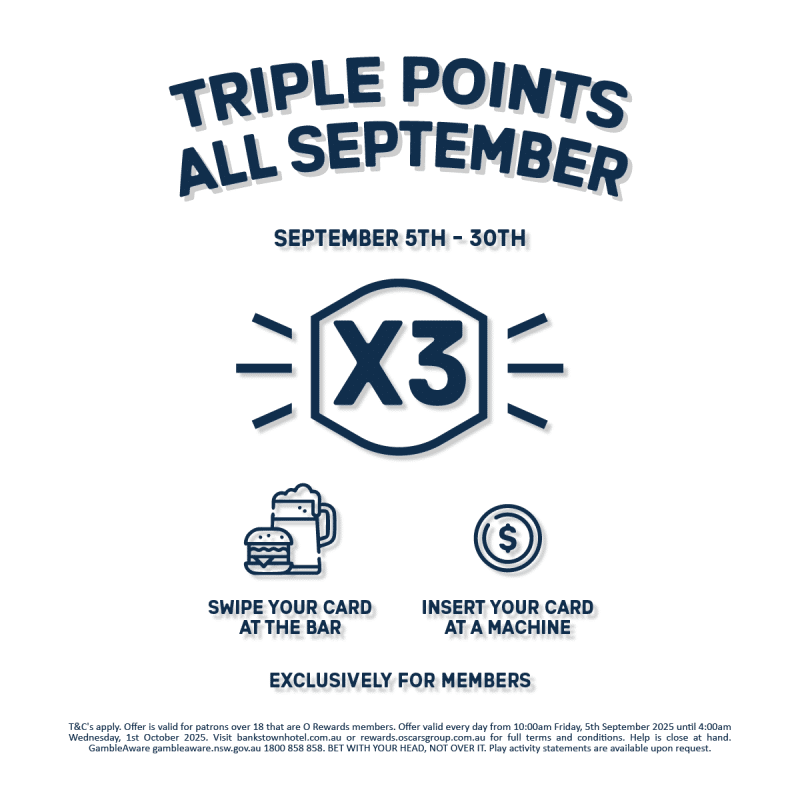 Triple Points for Members - Bankstown Hotel